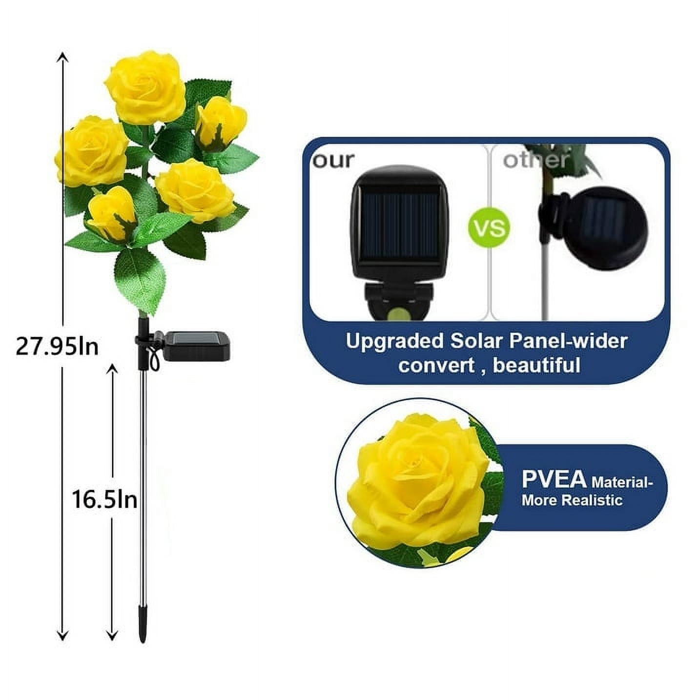 Outdoor Rose LED Solar Flower Light, Outdoor Solar Landscape Lights ...