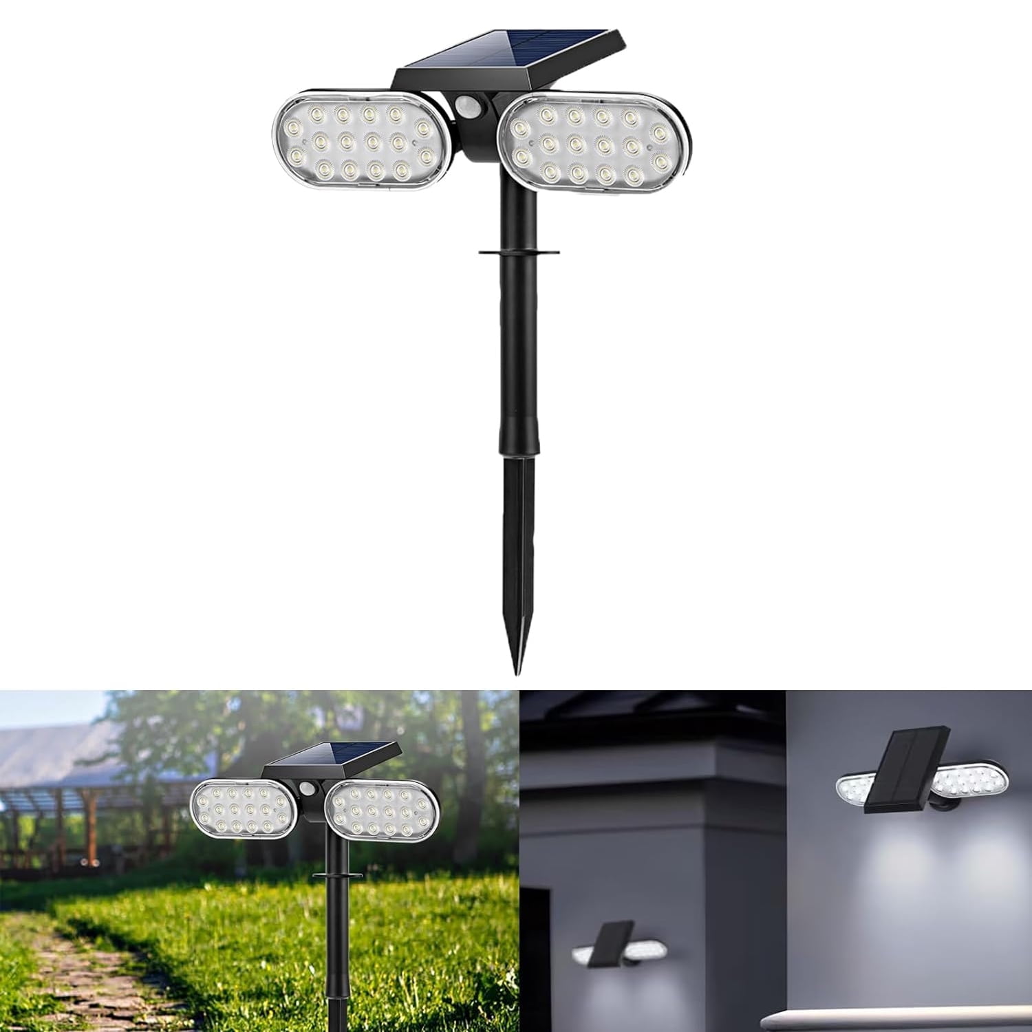 Solar Lights Outdoor, Solar Security Light, Stay On or Motion On/Off ...