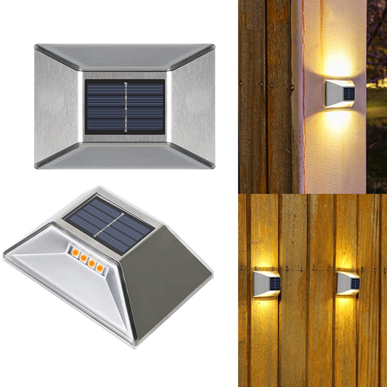 Solar Lights Outdoor Stair Step Lighting 2-Pack Plastic High Brightness ...