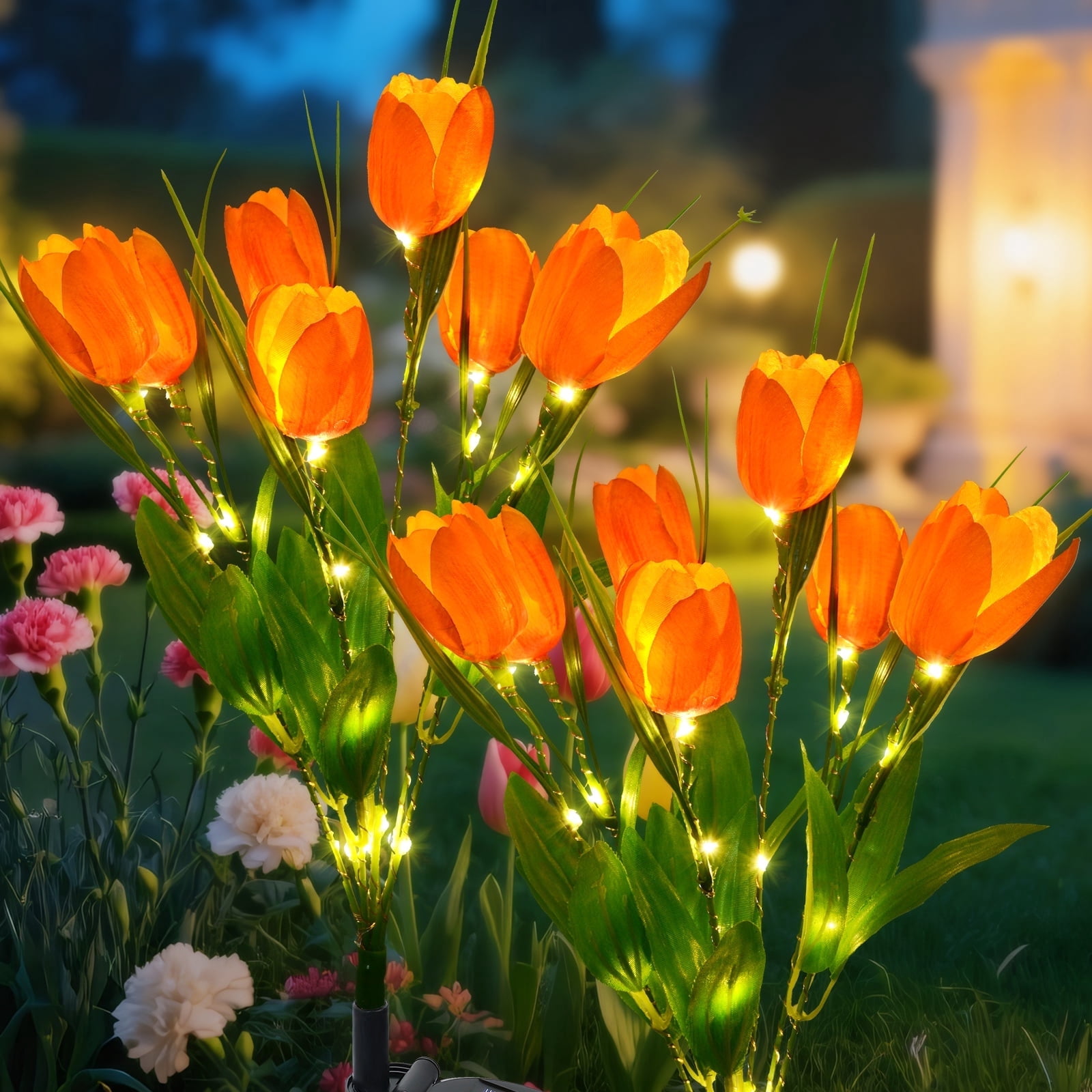 Qoosea Solar Powered Tulip Lights, Waterproof Outdoor Garden Decor, 7 ...