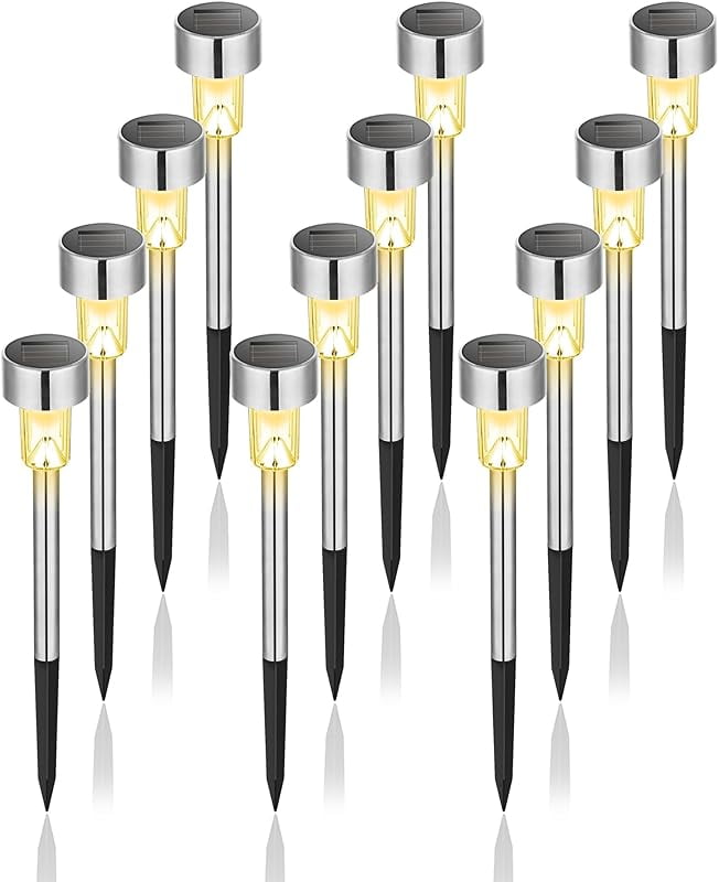 Solar Lights Outdoor Waterproof, 12 Pack, Stainless Steel LED Solar ...