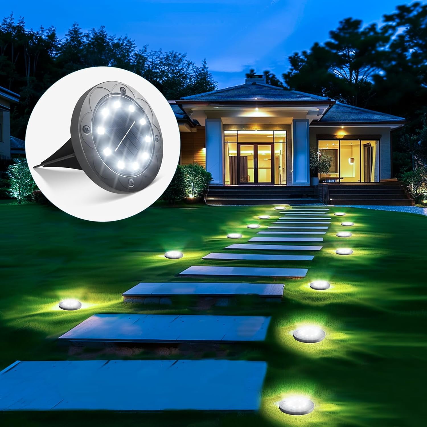 Solar Lights Outdoor Waterproof, 12 Packs LED In-Ground Lights Outdoor ...