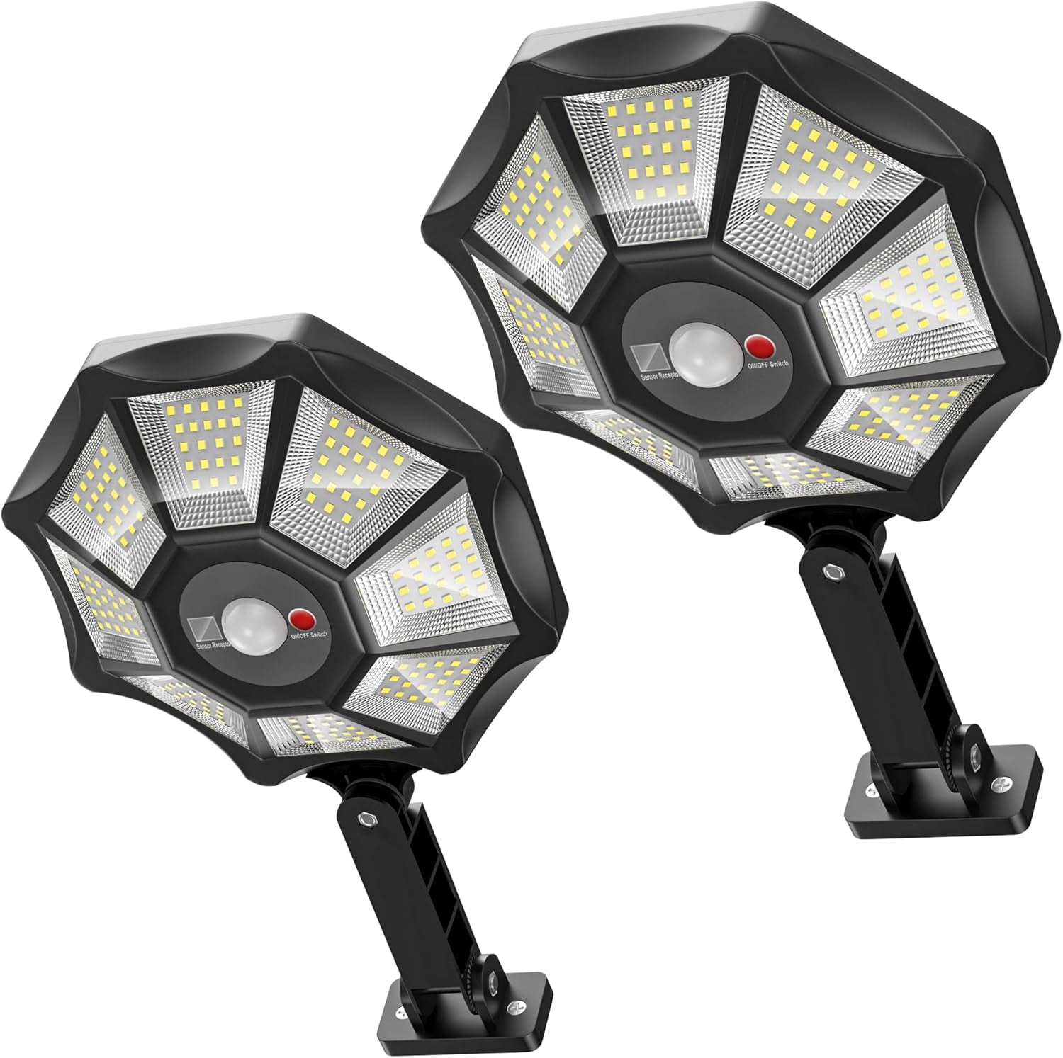 Solar Lights Outdoor Waterproof, 360° Wide Angle Solar Flood Lights ...