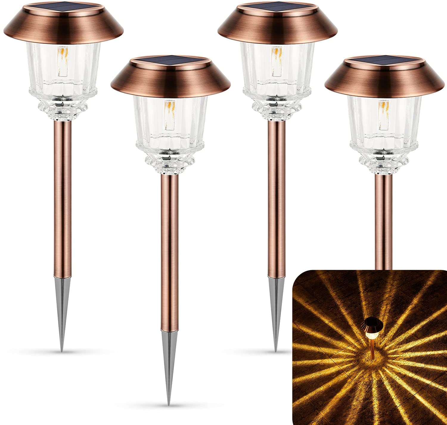 Solar Lights Outdoor Waterproof, 4 Pack Solar Lights for Outside, 10-40 ...