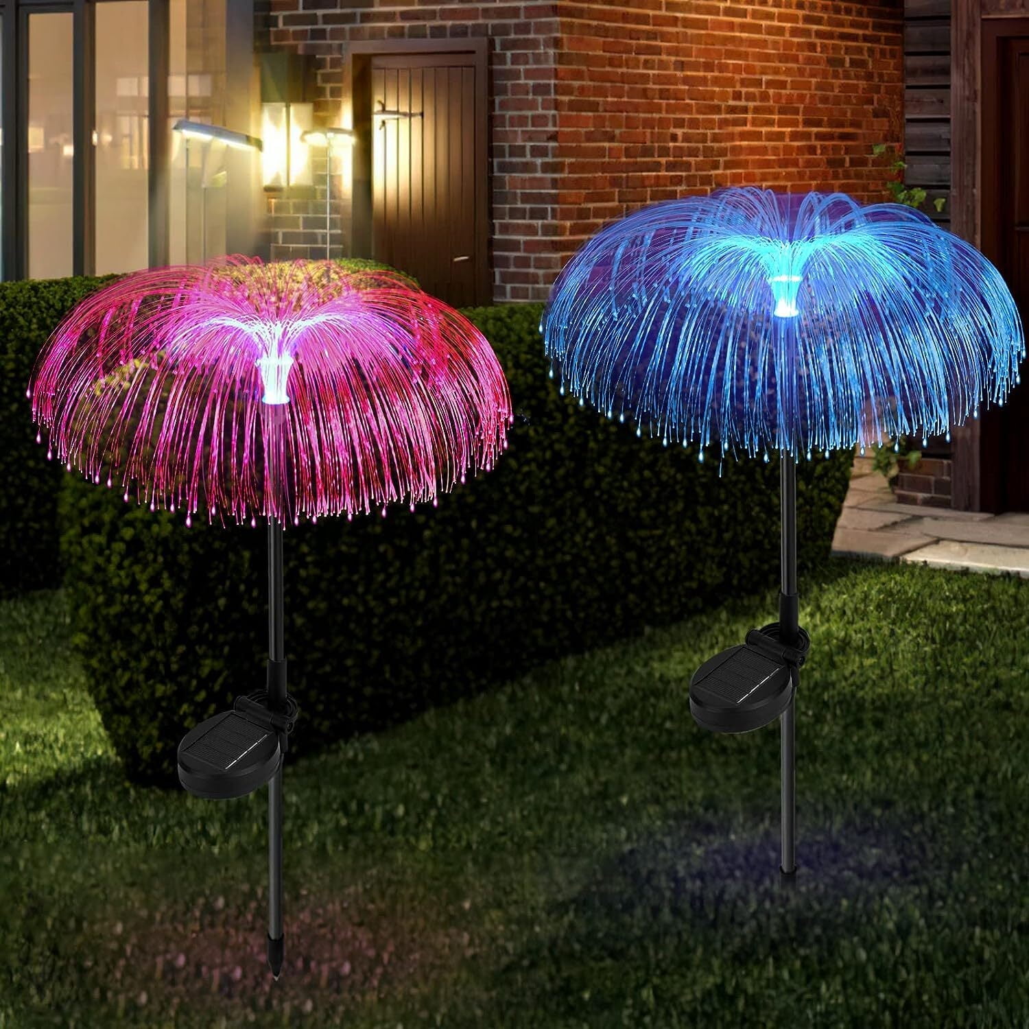 Solar Lights Outdoor Waterproof Decorative: 2 Pcs Single-Layer Fiber ...