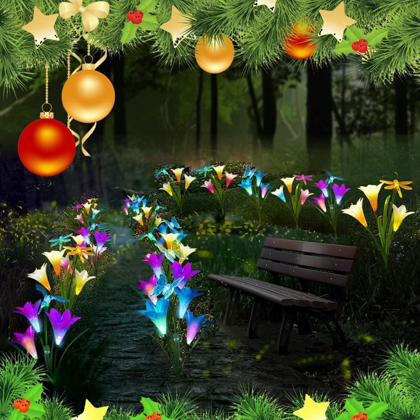Solar Lights Outdoor Waterproof - Decorative LED Flowers Solar Garden ...