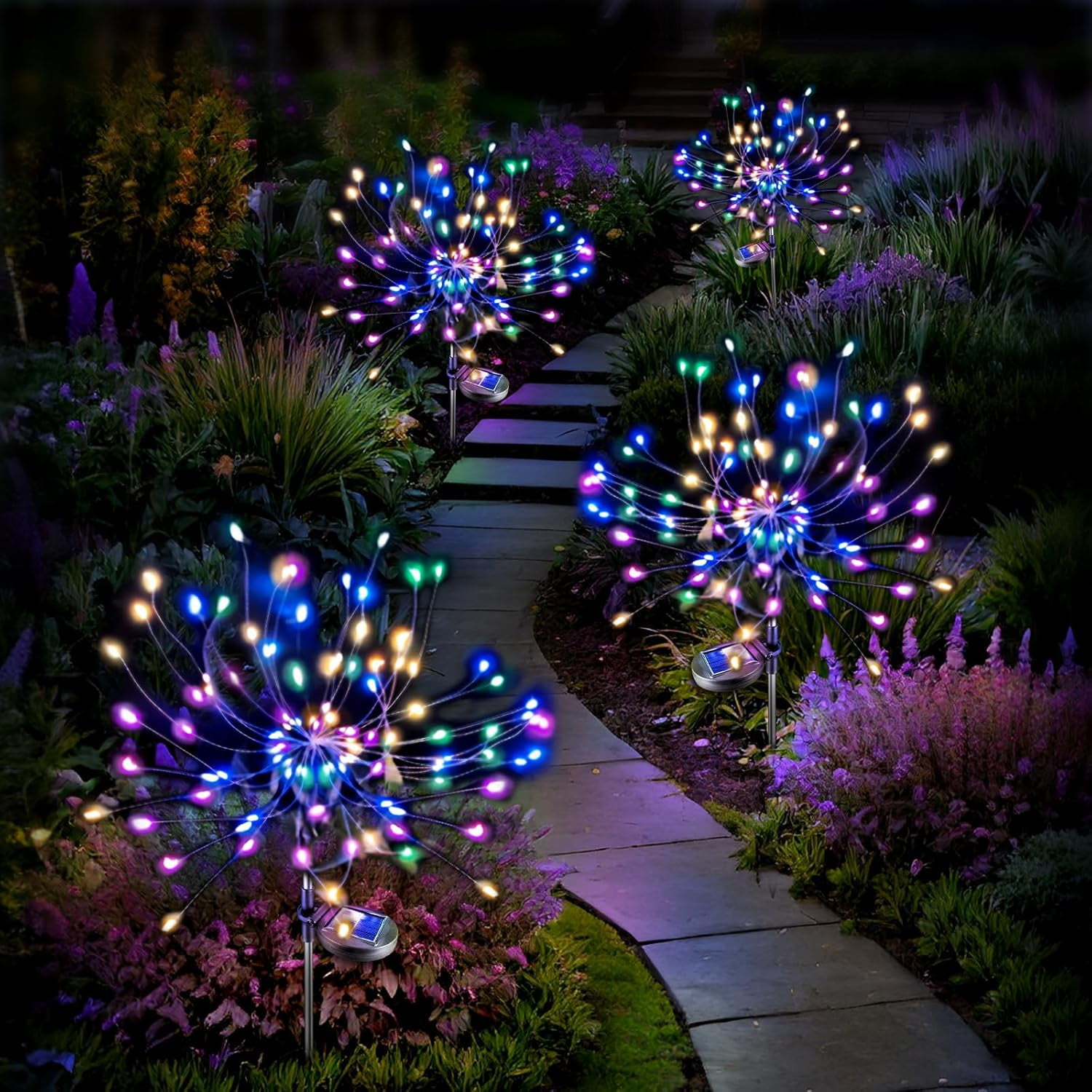 Solar Lights Outdoor Waterproof: Garden Light Solar Powered for Yard Outside - Fireworks Lamp ...