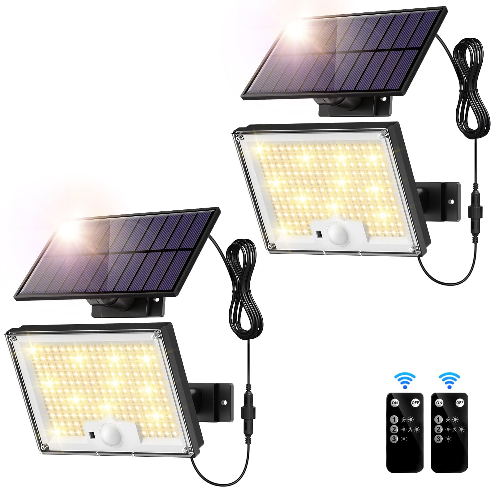 Solar Lights Outdoor Waterproof IP65, 172LED 9000K 3Modes Split Solar ...