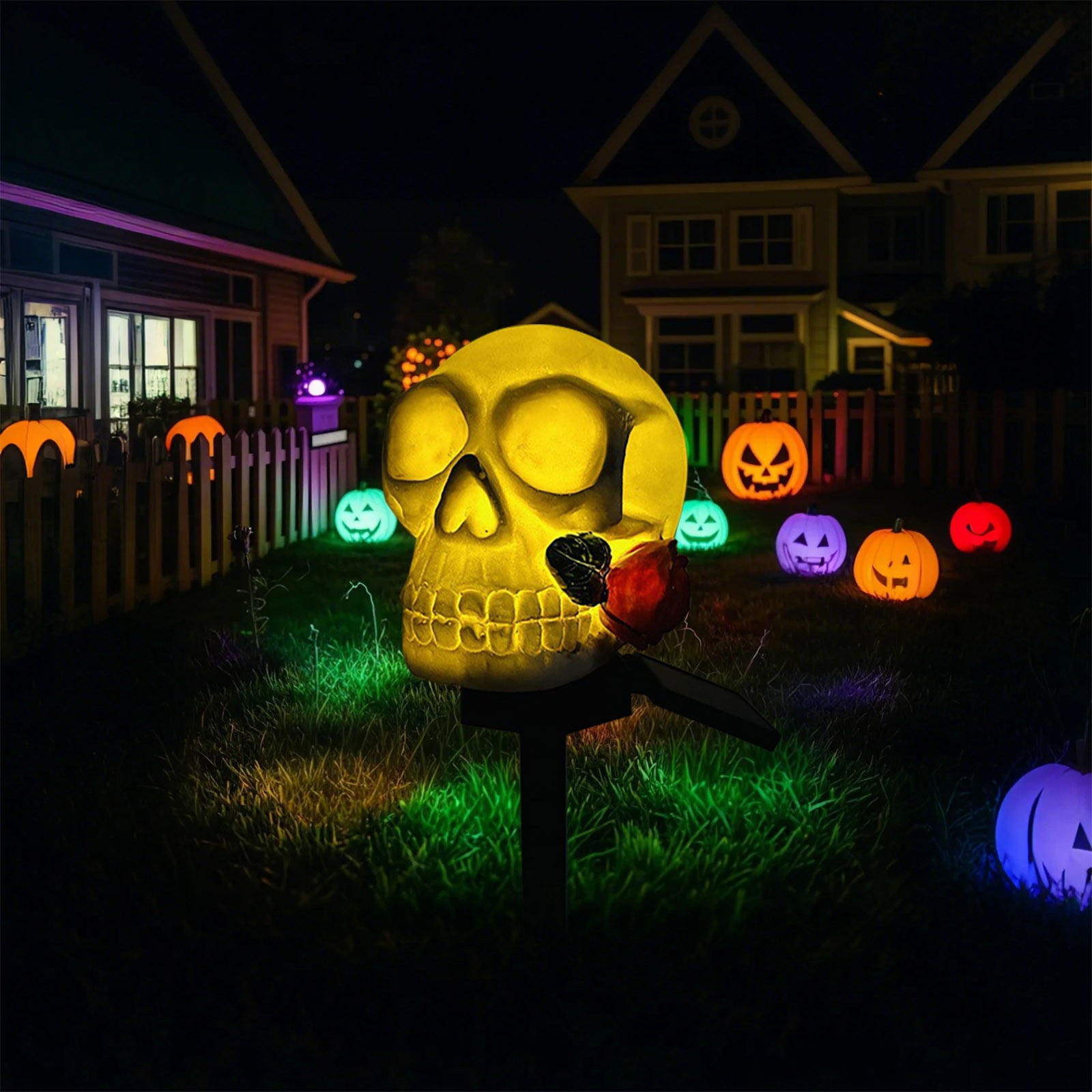 Solar Lights Outdoor Waterproof,Skull Pathway Markers,Solar Lights for ...