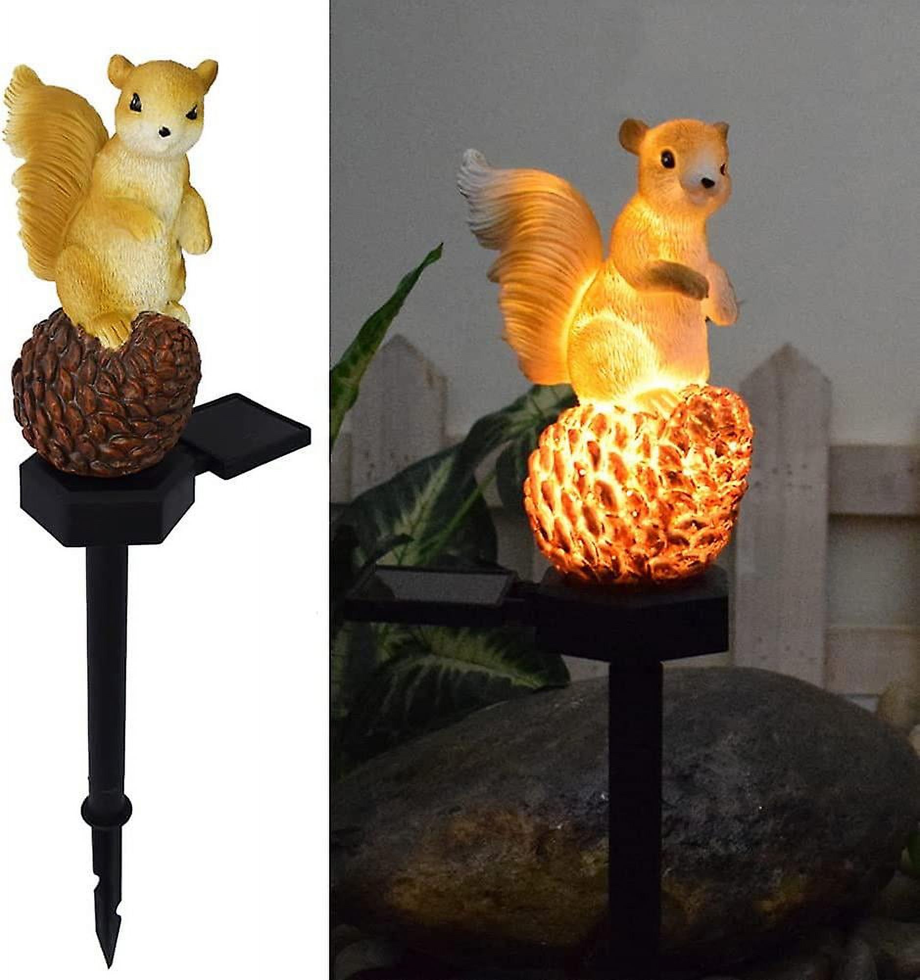 Solar Lights, Outdoor Waterproof Solar Powered LED Squirrel Animal ...