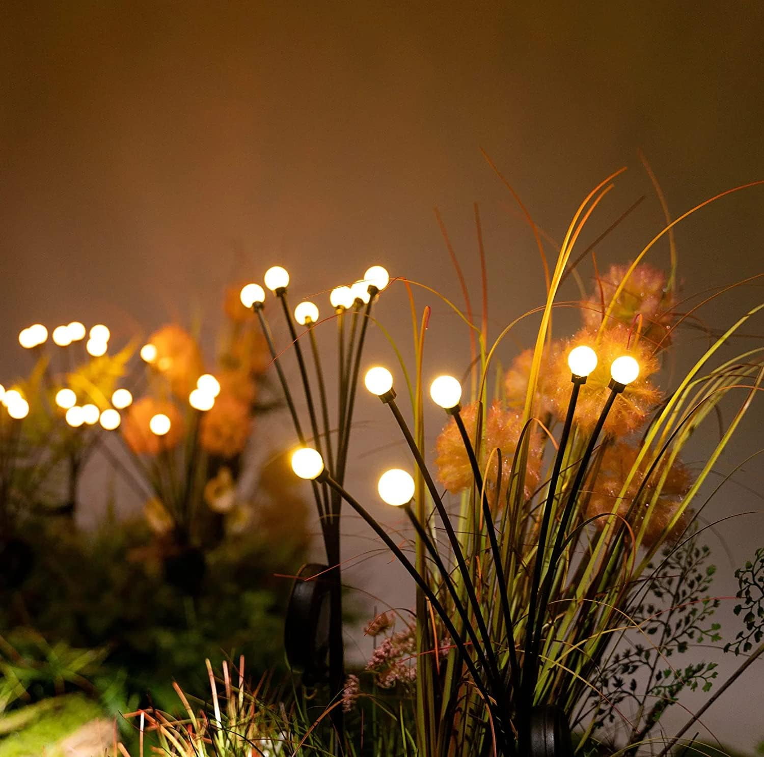 Solar Lights Outdoor Waterproof, Swaying Solar Garden Lights Firefly ...