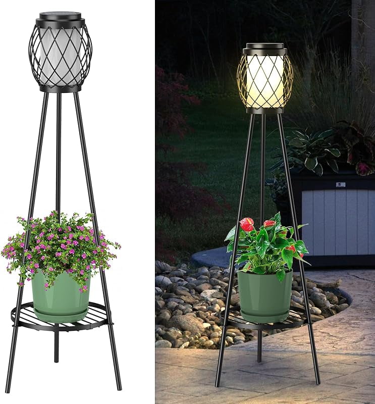 Solar Lights Outdoor with Plant Stands, Solar Floor Lamp, Solar Powered ...