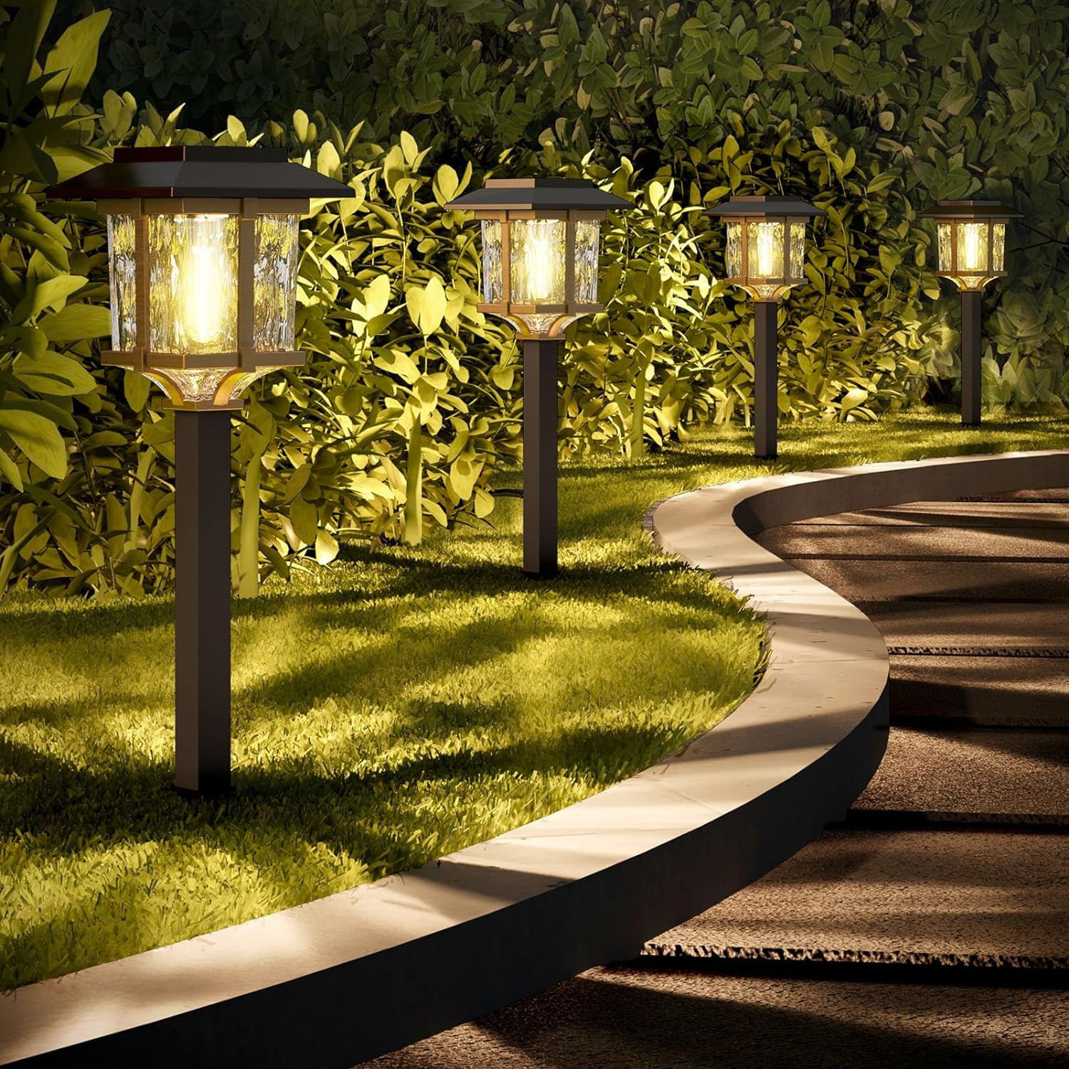 Solar Lights Outside - 2-Tone Bronze & Wood Tone (Color),15 LM LED ...