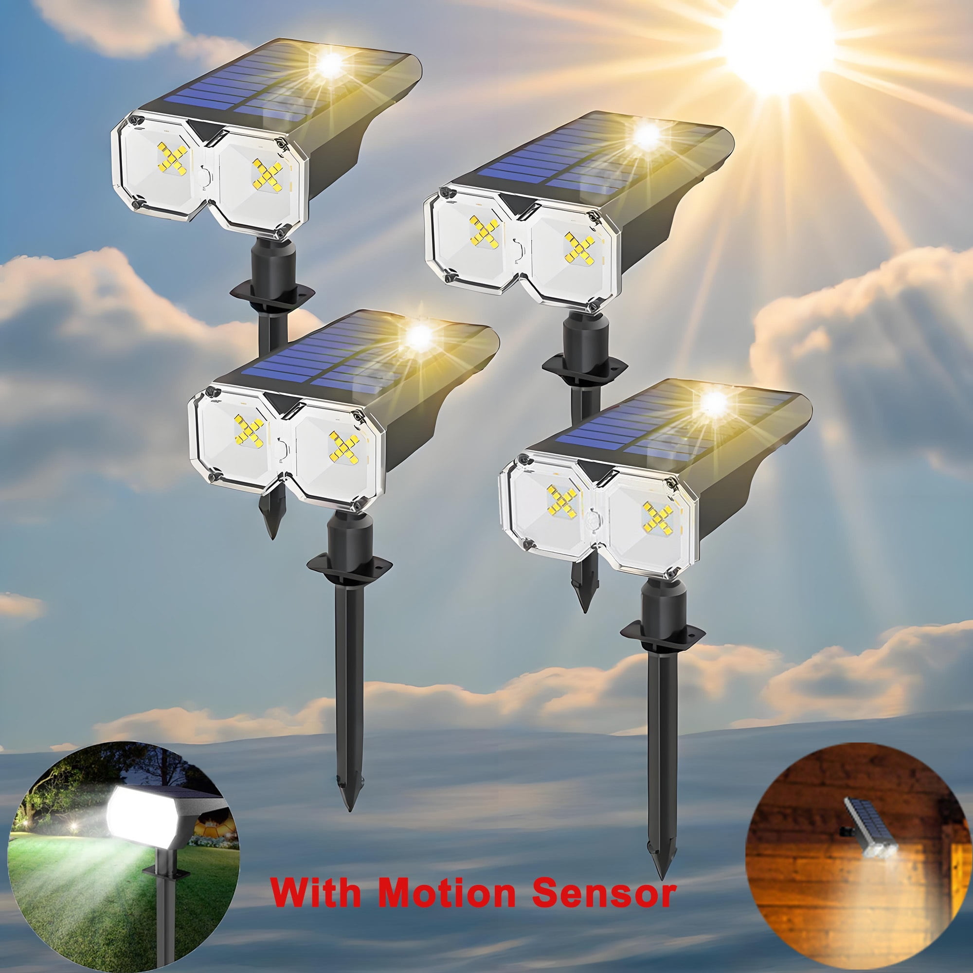 Solar Lights for Outside, Outdoor Waterproof Solar Spotlights,Garden ...