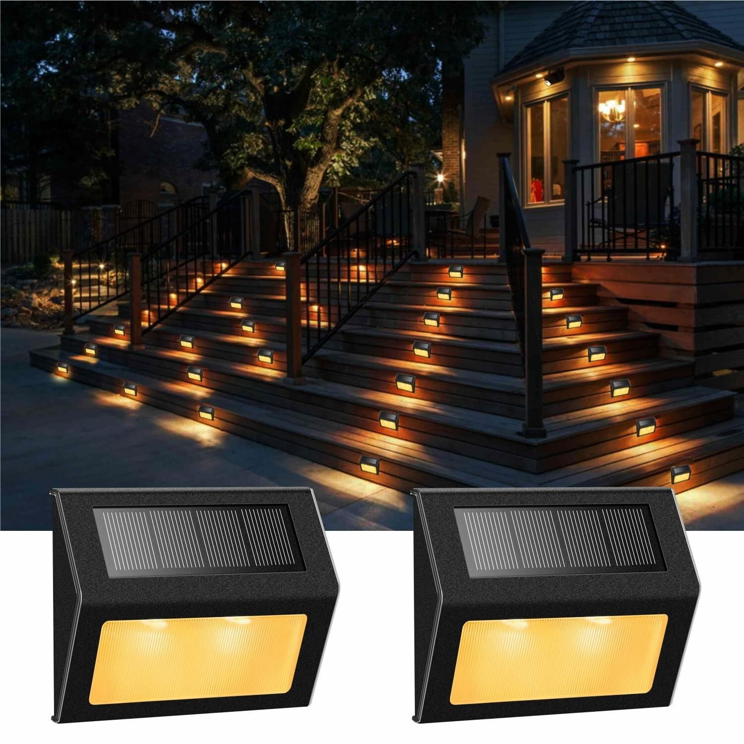 Solar Lights for Steps Decks Pathway Yard Stairs Fences, LED lamp ...
