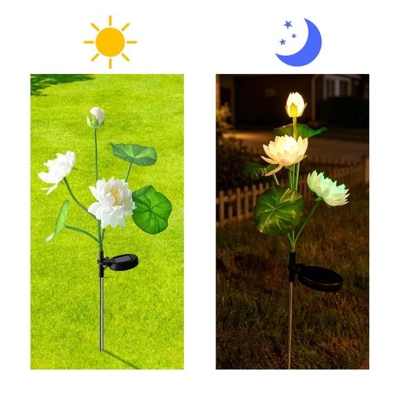 Solar Lotuses Lawn Lamp Outdoor Landscape Garden Plug in - Lamp Flower ...