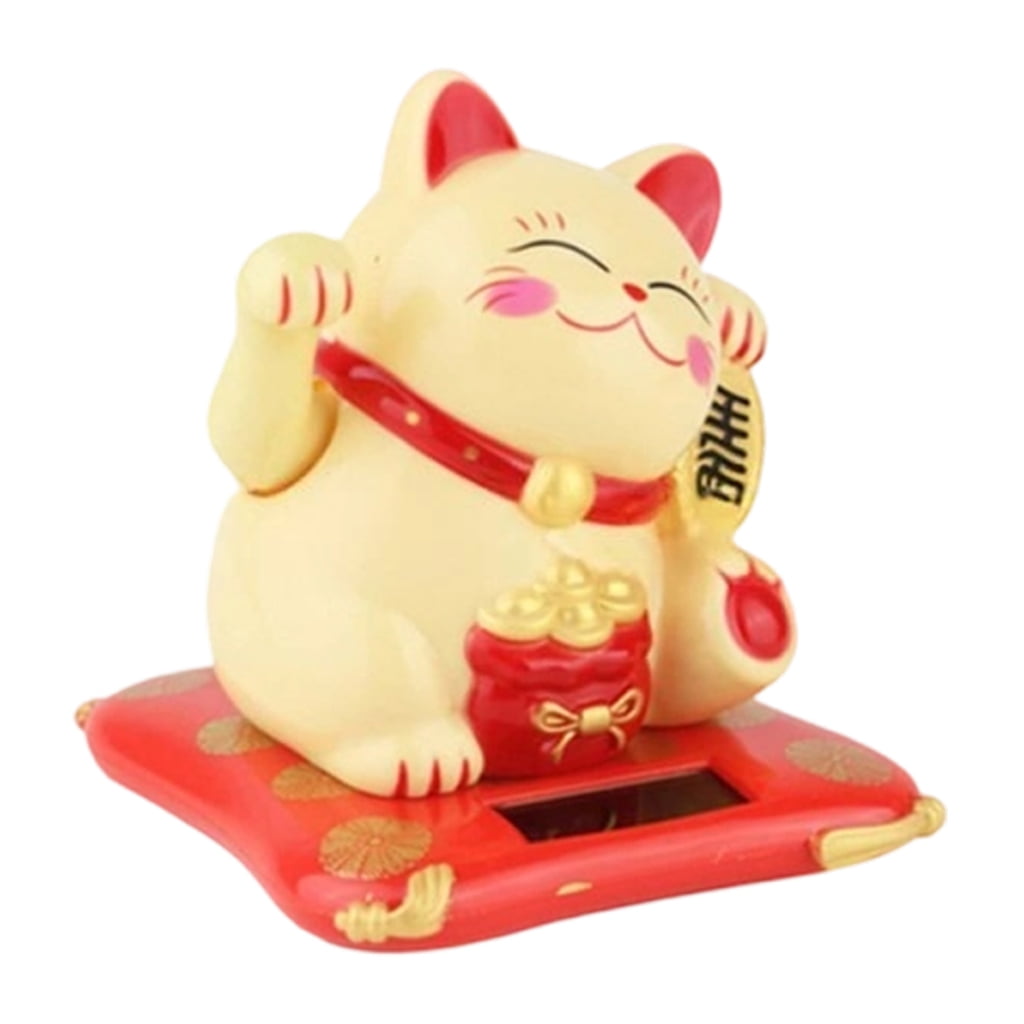 Solar Lucky Cats Figurine Moving Arm Decoration For Car Dashboard and ...