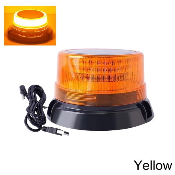 Solar Magnetic Battery Powered LED Amber Warning Lights Strobe Beacon ...