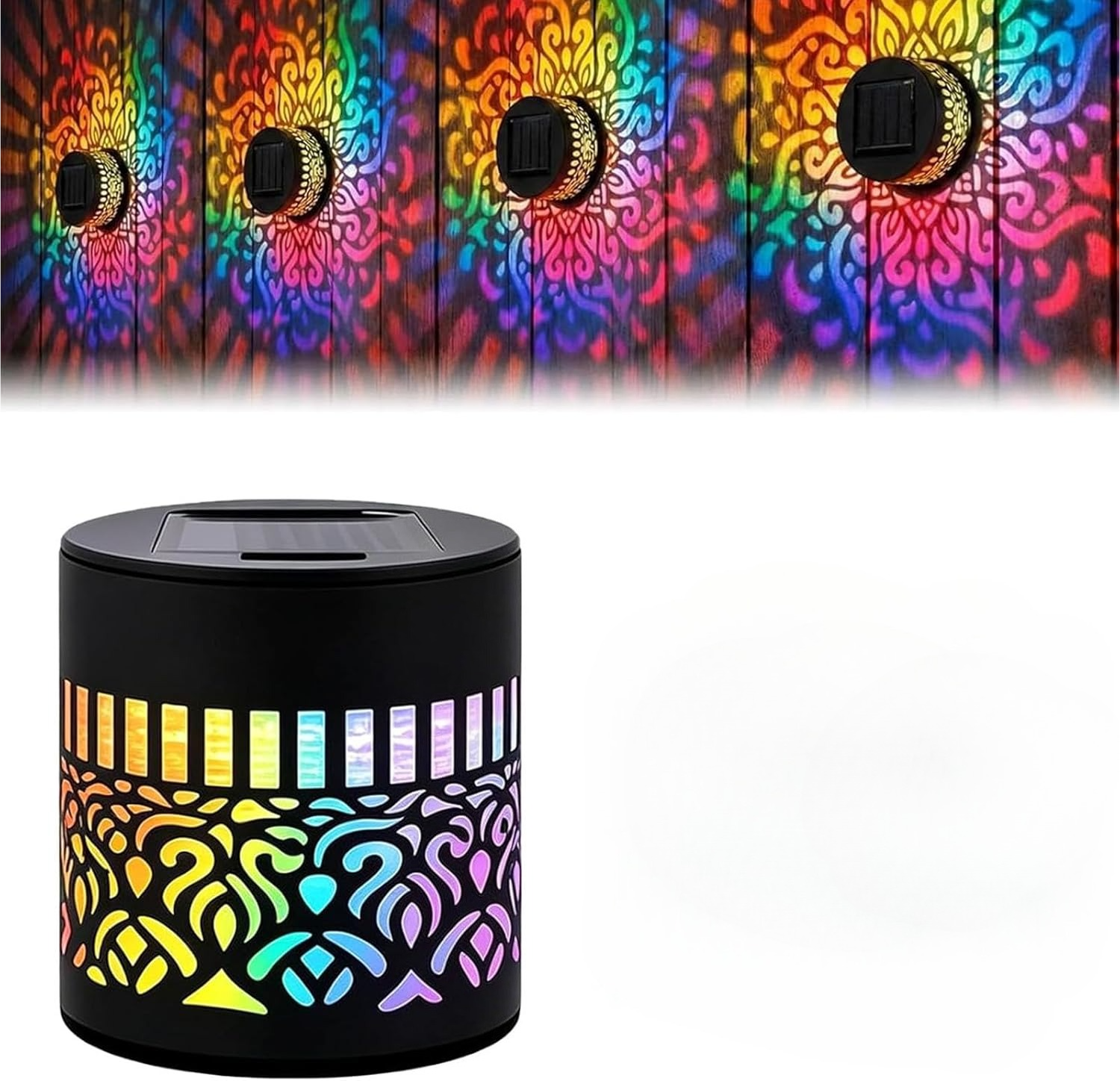 Solar Mandala Projection Wall Light – 7-Color Changing Waterproof ...