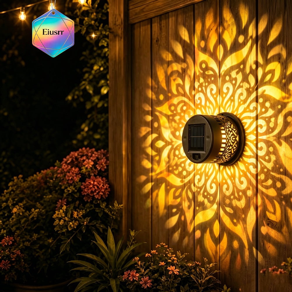 Solar Mandala Wall Light Outdoor Garden Fence Projector Lamp Patio ...