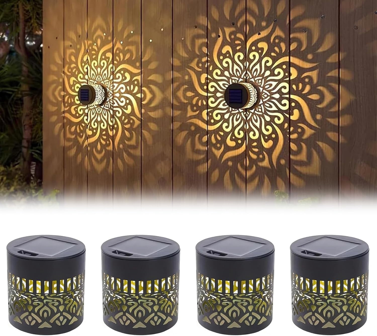 Solar Mandala Wall Light | Outdoor Garden Fence Projector Lamp, Solar ...