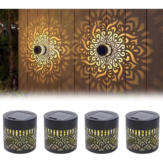 Solar Mandala Wall Light | Outdoor Garden Fence Projector Lamp, Solar ...