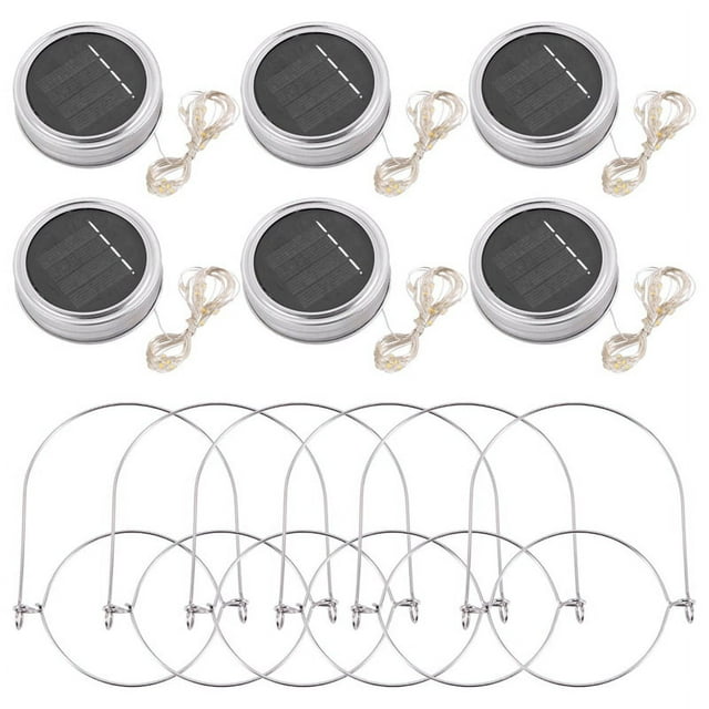 Solar Jar Lid Lights, 6 Pack 20 Led String Fairy Star Firefly Jar Lids ...