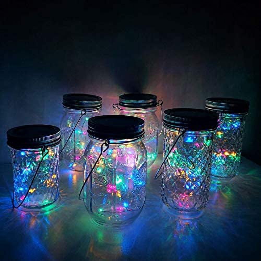 Solar Mason Jar Lid Lights, 8 Pack 20 LED Waterproof Fairy Star Firefly ...