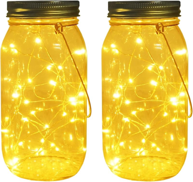 Solar Mason Jar Lights, Large Size Bigger Glass Mason Jar with 30 LEDs ...
