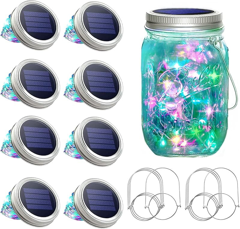 Solar Mason Jar Lights [Updated], 8 Pack 20 LED Waterproof Fairy ...