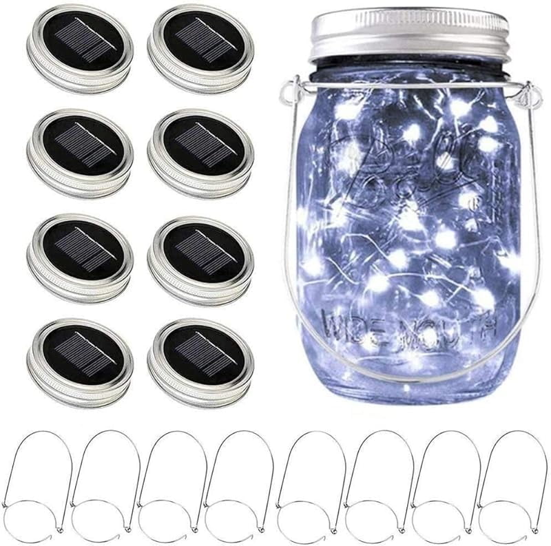 Solar Mason Jar Lights [Updated], 8 Pack 20 LED Waterproof Fairy ...