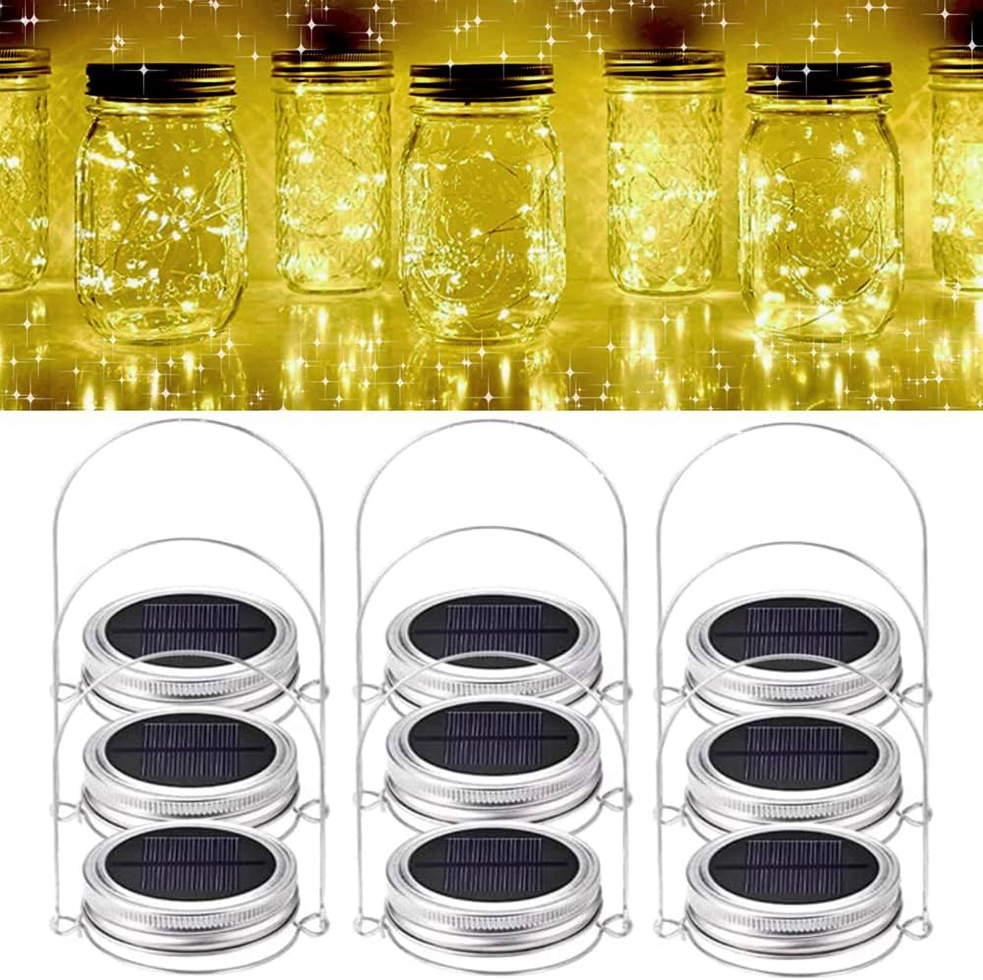 Solar Mason Jar String Lights Lid, [Upgraded] 9 Pack 20 Led Antirust ...
