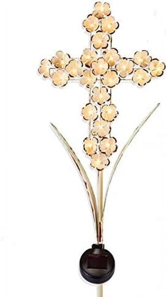 Solar Memorial Cross Gravesite Cemetery Garden Stake 40 Inch with 24 ...