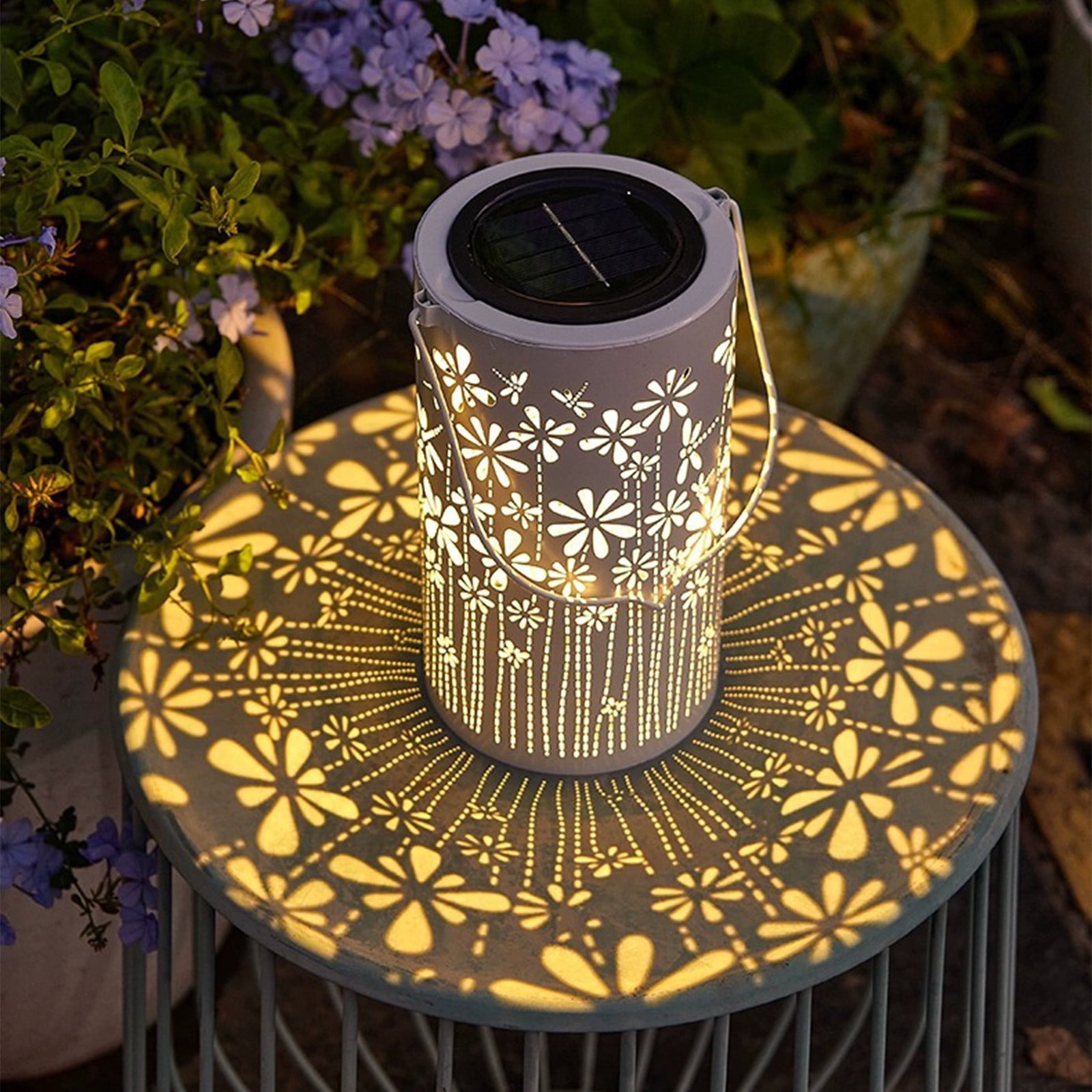 Solar Metal Hanging Lantern, LED Outdoor Decorative Light for Patio and ...