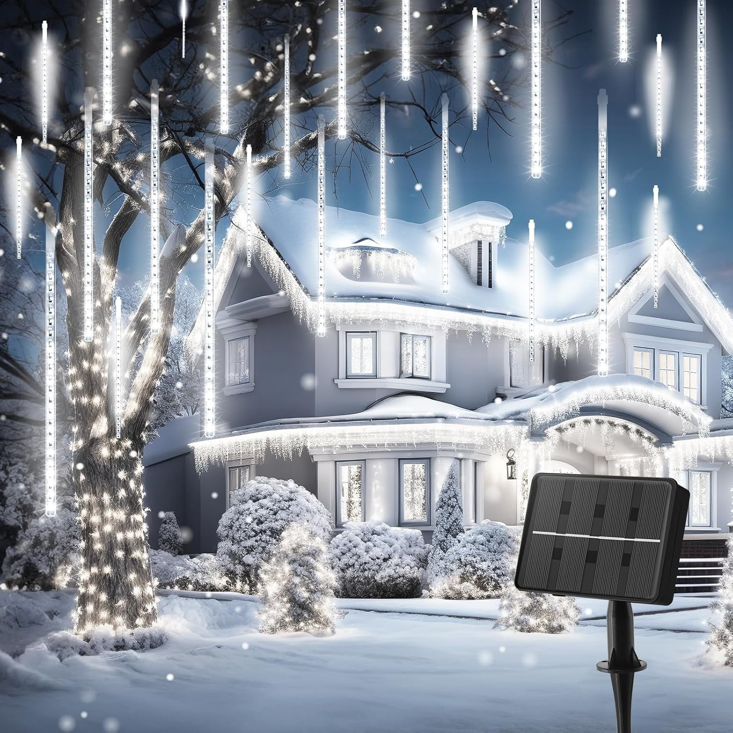 Solar Meteor Shower Lights 20 Tubes 16 Inch 720 LED Solar Christmas ...