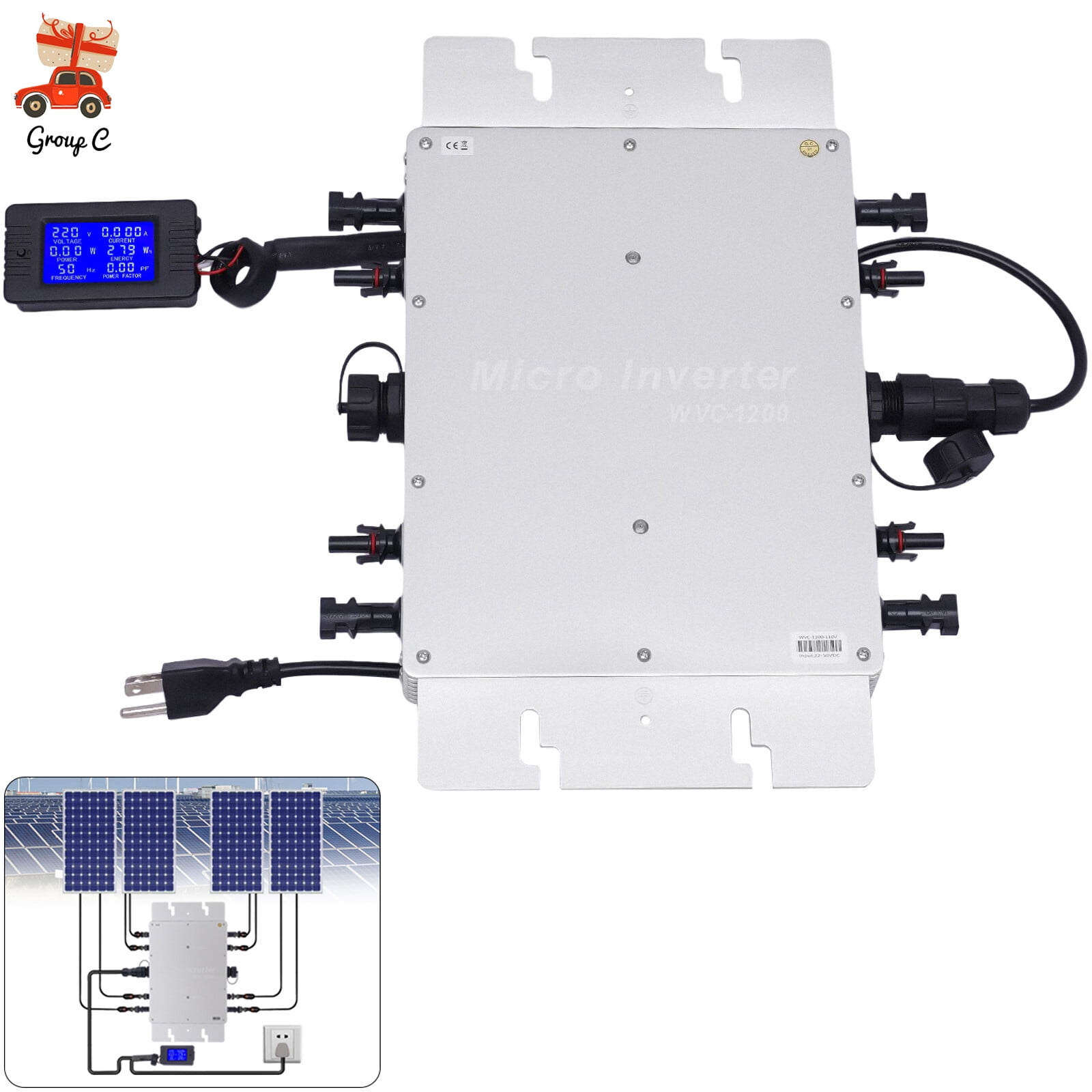 Solar Micro Inverter Waterproof WVC-1200W Grid Tie MPPT Pure Sine Wave ...