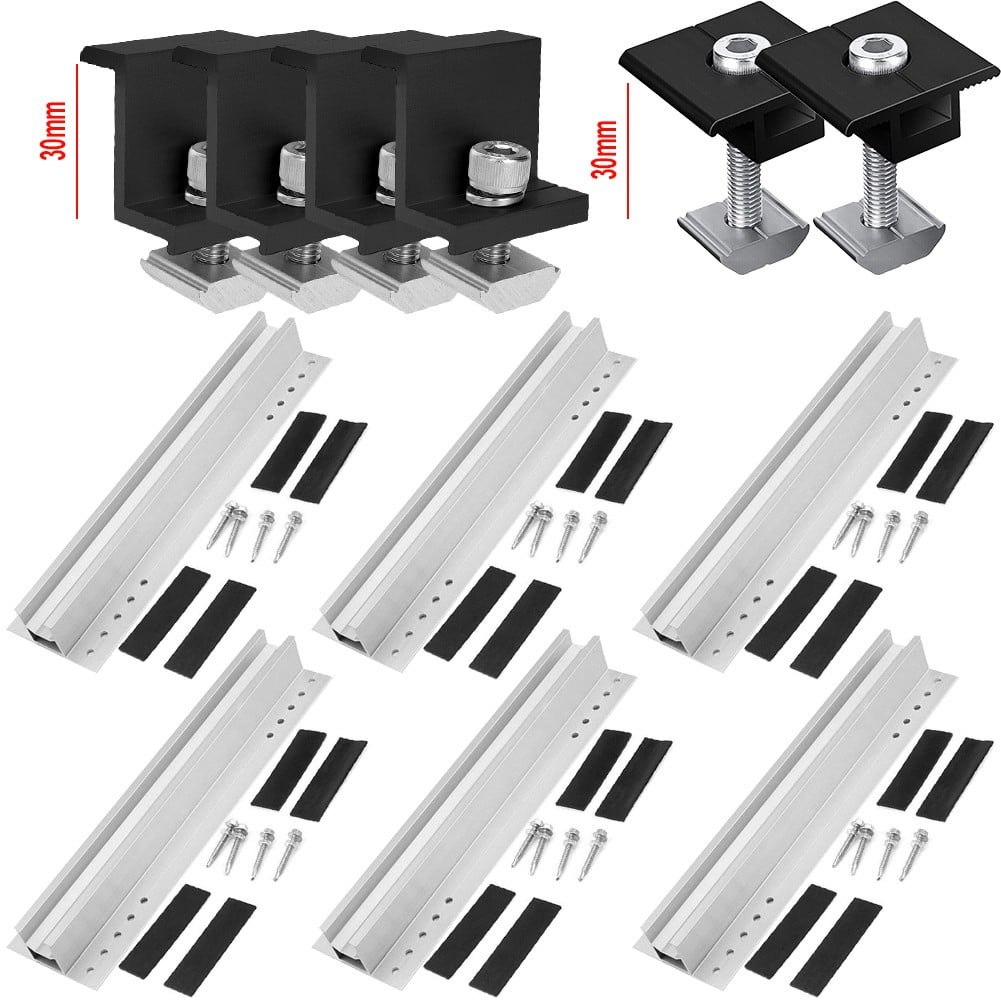 Solar Modules PV Bracket Middle Clamp End Clamp Rail Kit Flat Roof ...