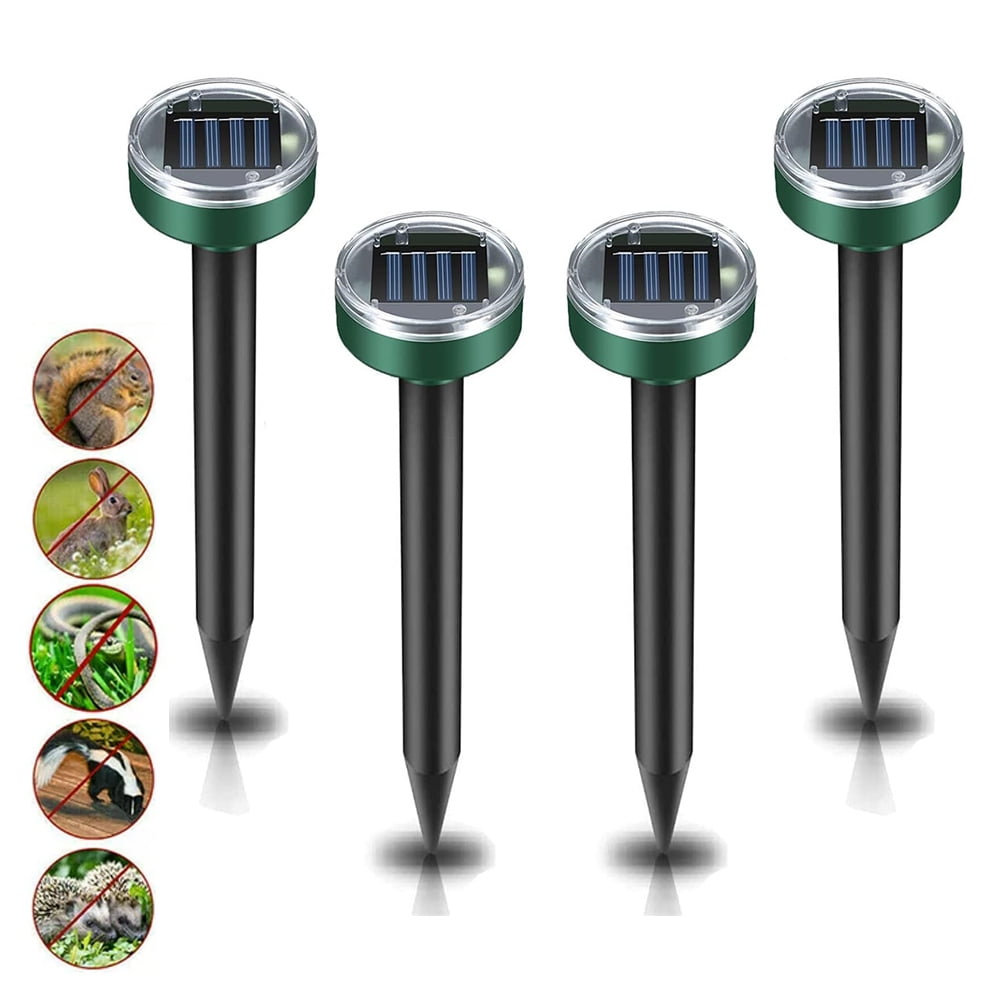 Solar Mole Repellent,4 Pack Ultrasonic & Solar Powered Gopher Repellent ...