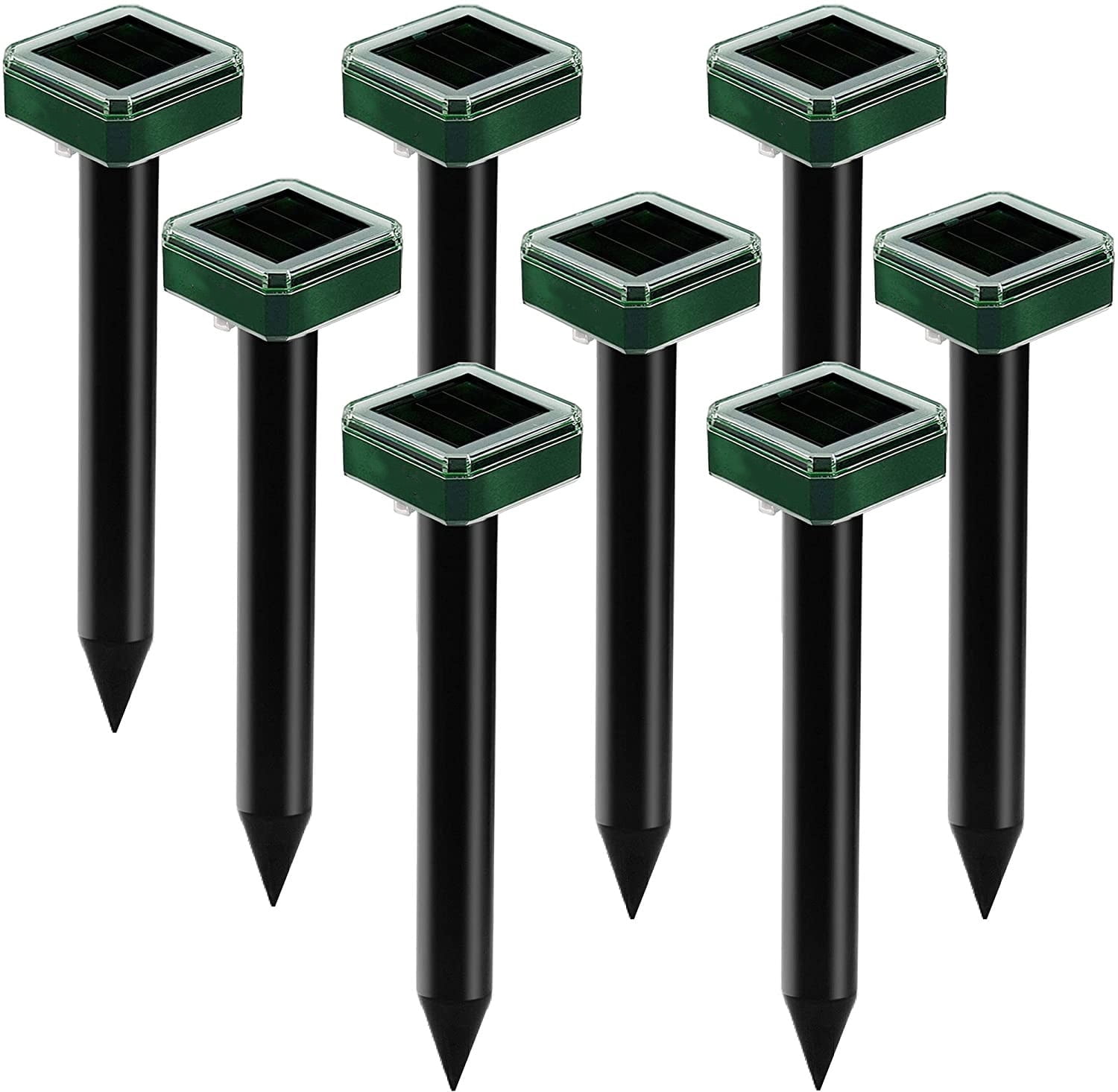 Solar Mole Repellent Stakes, 8 Pack Solar Powered Sonic Gopher ...