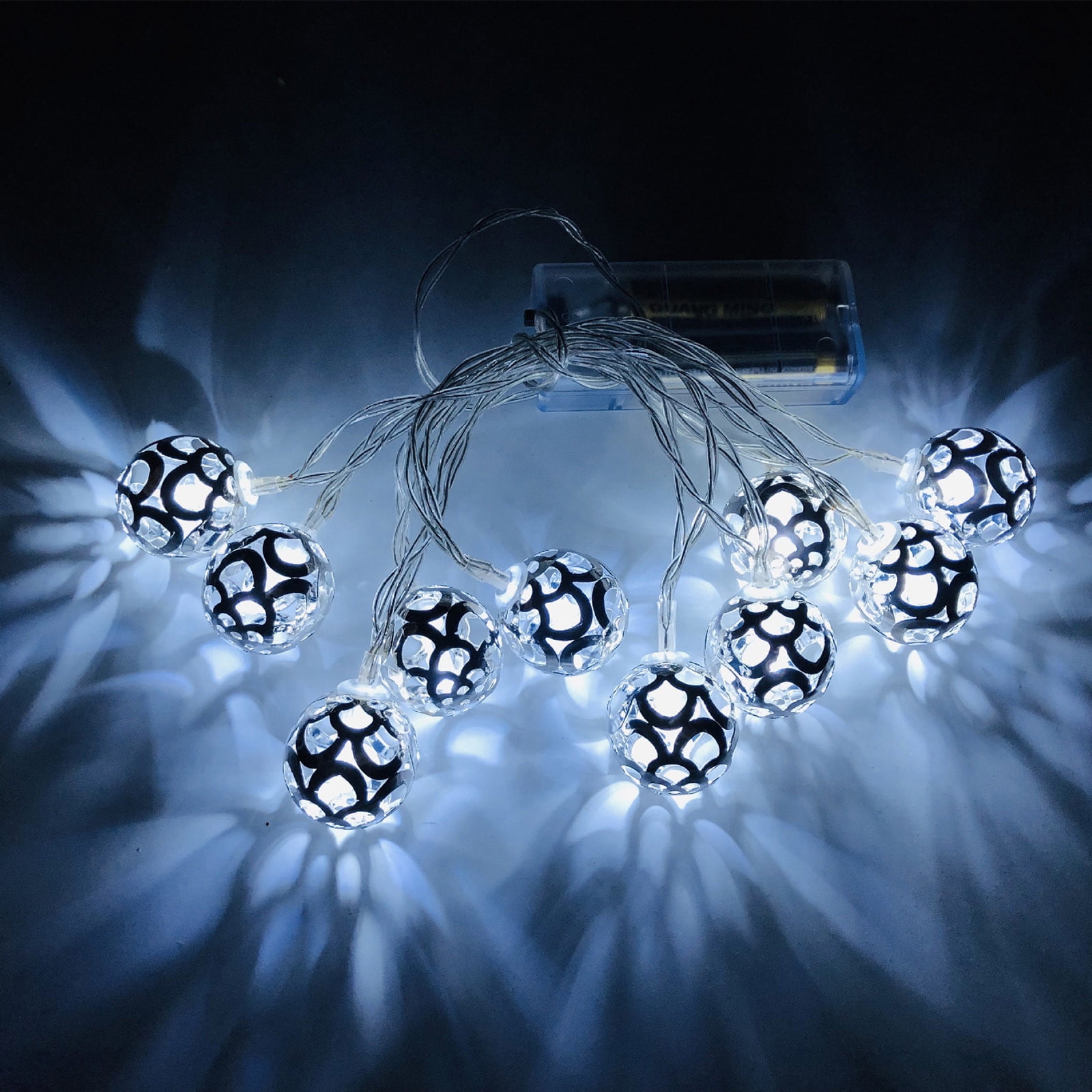 Solar Moroccan String Lights Outdoor 10 LED 5.41 Ft Globe Fairy Lights ...