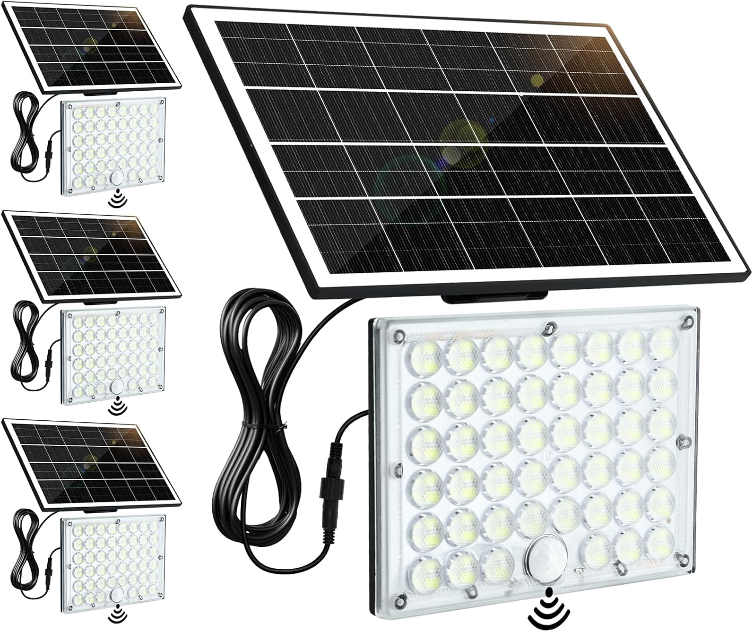Solar Motion Lights Outdoor,3600LM Bright 184 LEDs Larger Solar Panel ...