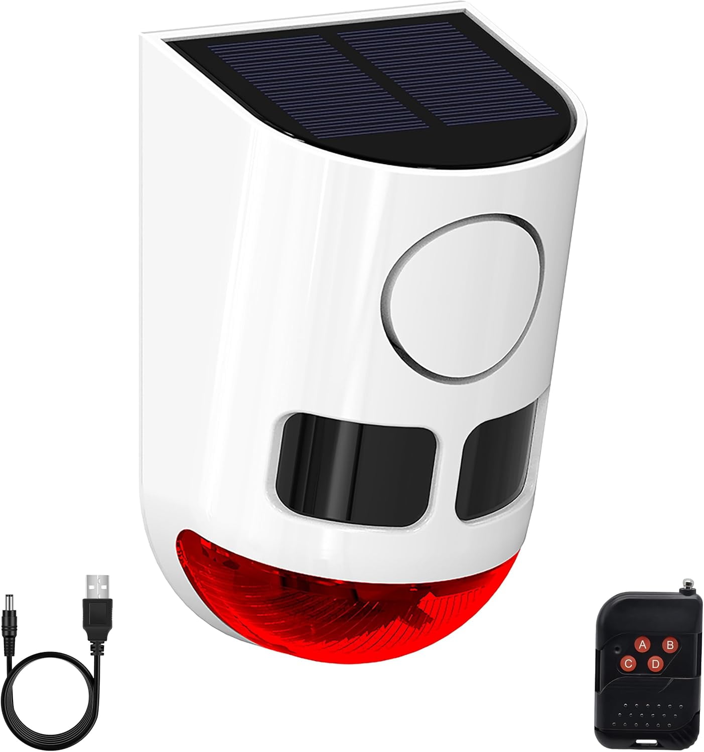 Solar Motion Sensor Alarm - Motion Sensor Dog Barking 129dB Noise Maker, Outdoor Security Siren ...