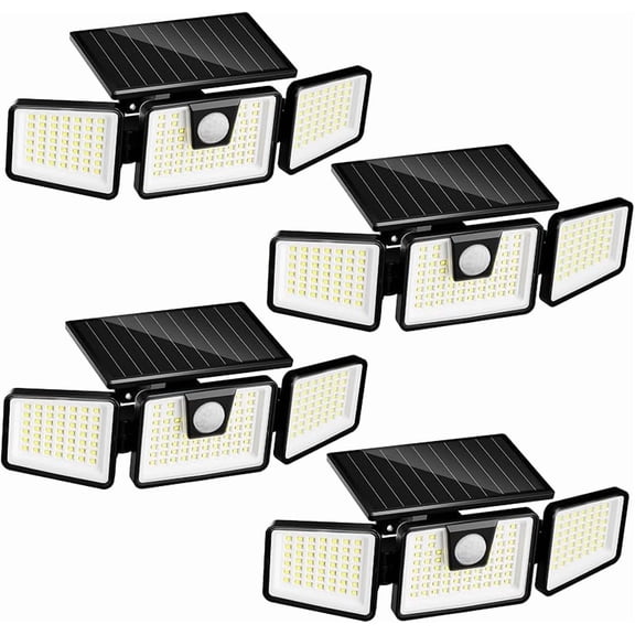 Eoozwa Solar Lights Outdoor with Motion Sensor 3 Heads Security Lights ...