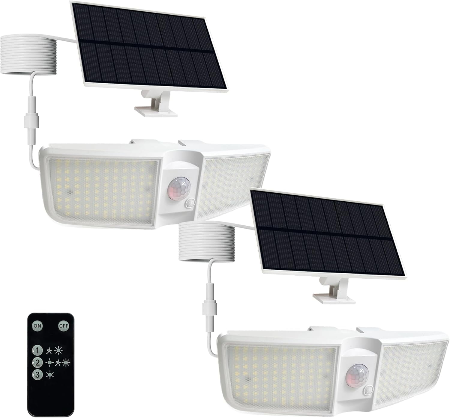 Solar Motion Sensor Outdoor Floodlights 6500K with Remote Control, 180 ...