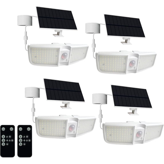 Solar Motion Sensor Outdoor Floodlights 6500K with Remote Control, 180 ...