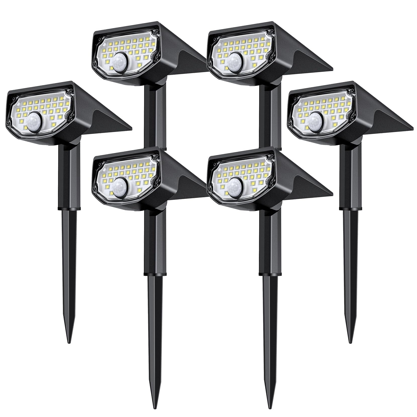 6-Pack Solar Motion Sensor Spot Lights Outdoor, IP68 Waterproof 40,000 ...