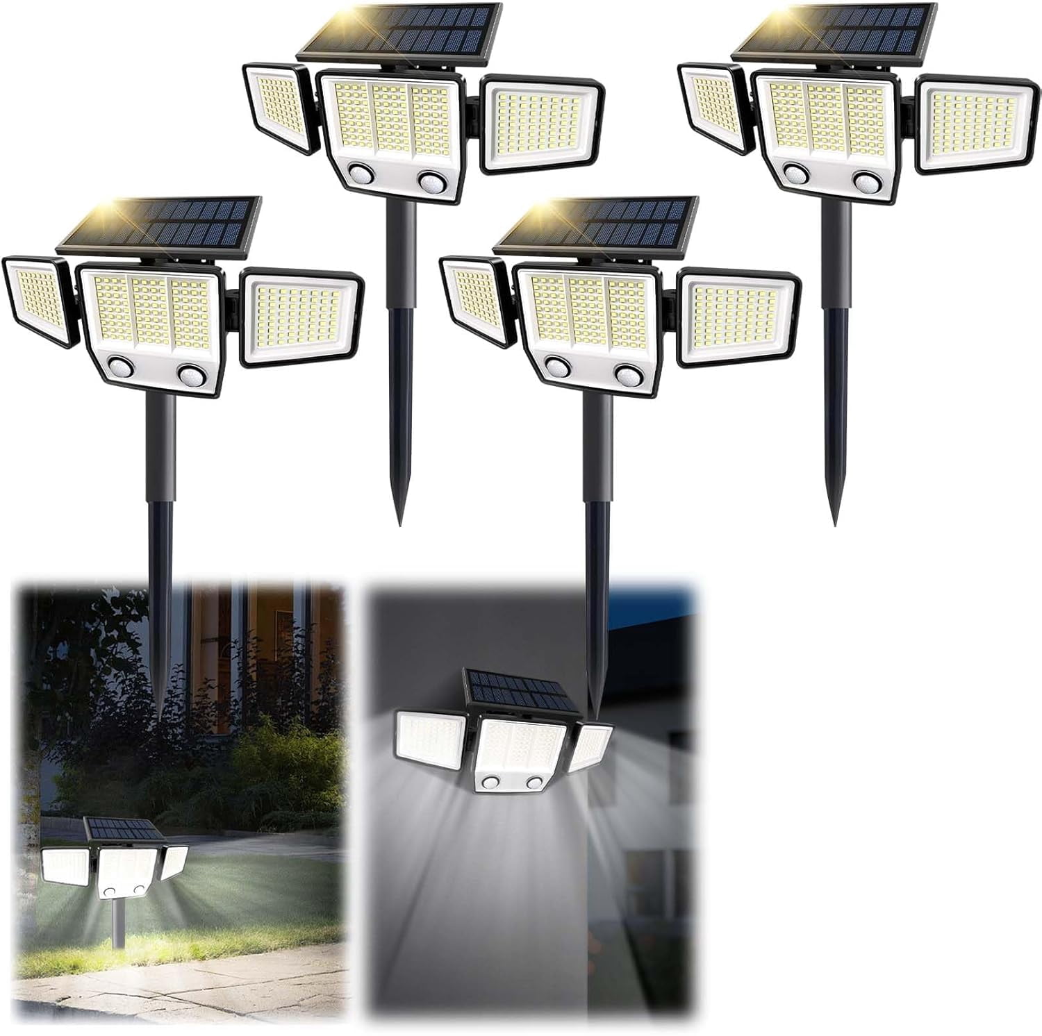 Solar Motion Sensor Outdoor Lights - 3000LM 3 Modes Lights Outdoor 270 ...