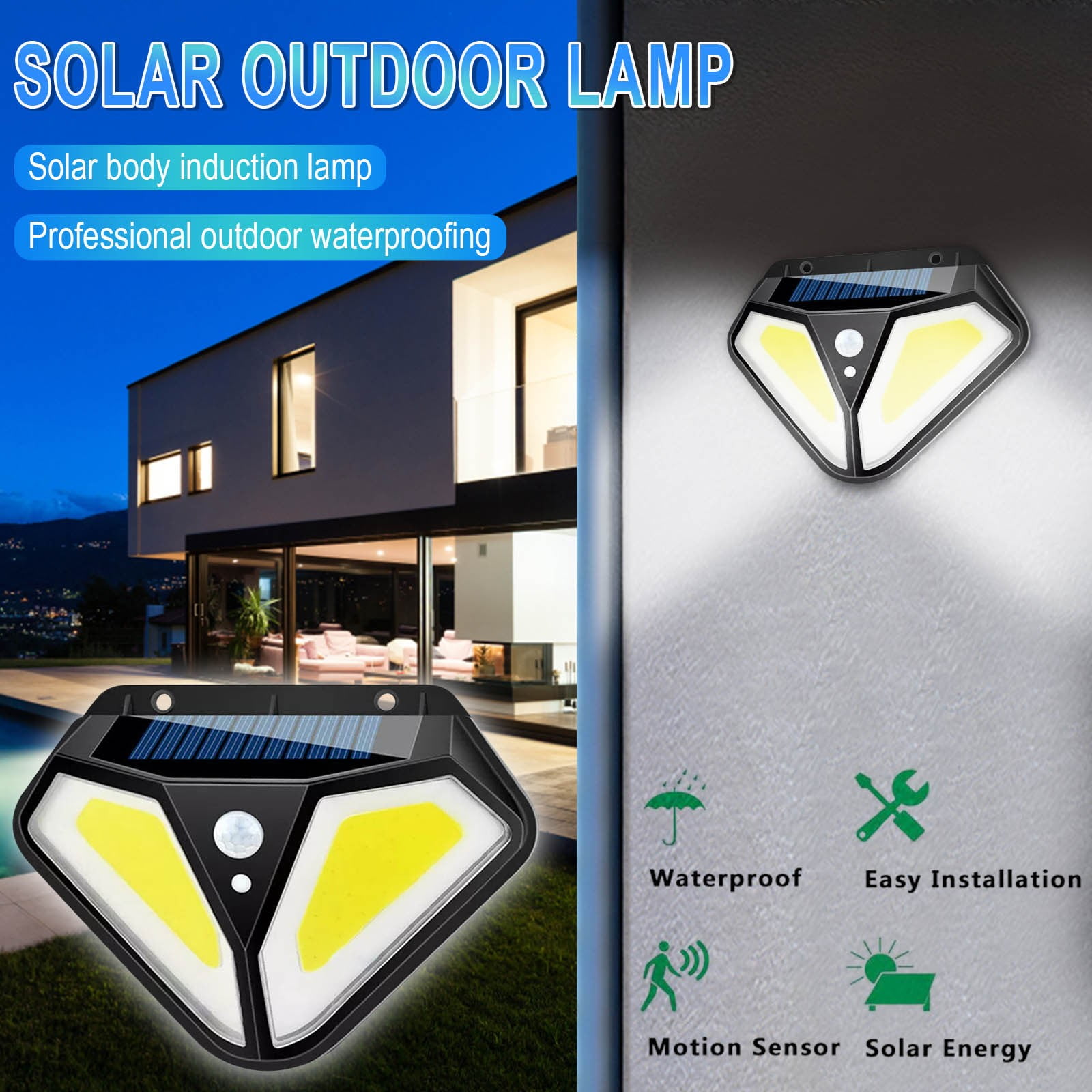 Solar Motion Sensor Outdoor Wall Light | Split Design with Separate ...