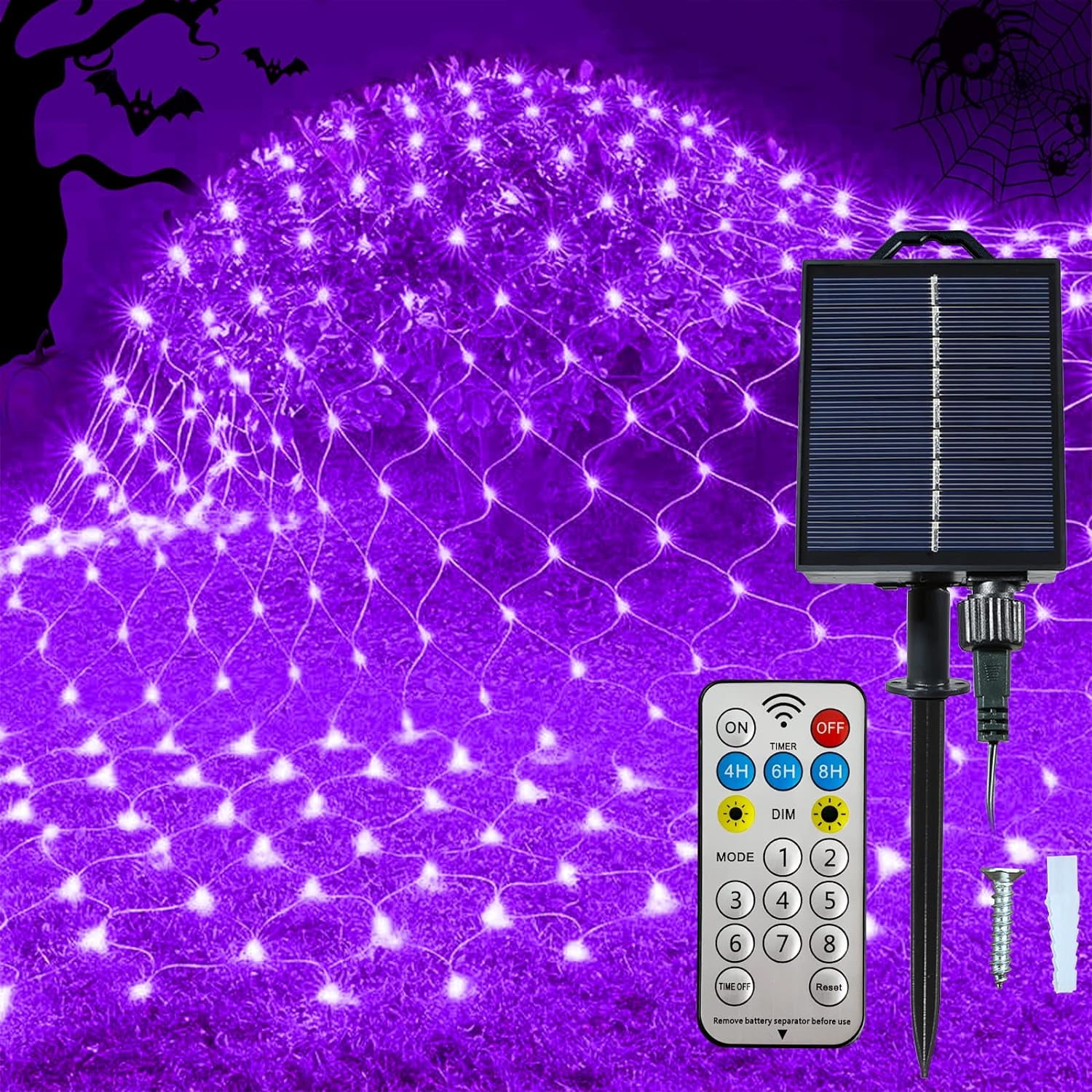 Solar Net Lights, 192LEDs 9.8ft x 6.6ft Mesh Fairy Lights with 8 Modes ...