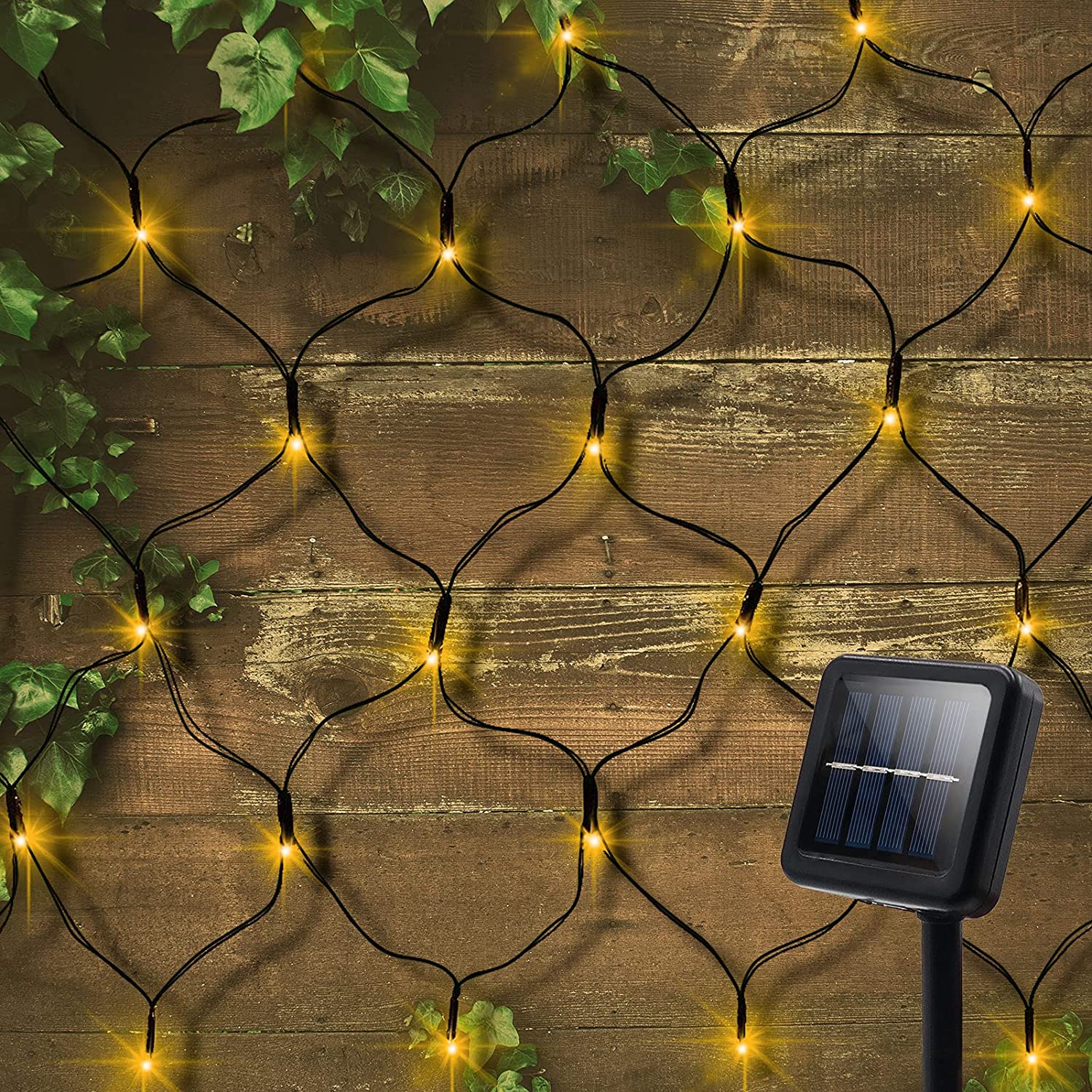 Solar Net Lights Outdoor, 4.9ft x 4.9ft 100 LED Solar Powered Net Mesh ...